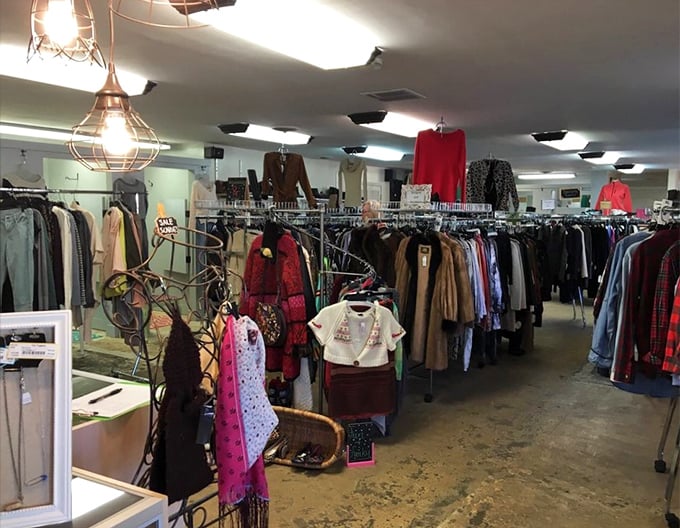 A circular rack of possibility—each hanger a portal to reinvention. The fashion equivalent of a well-stocked buffet.