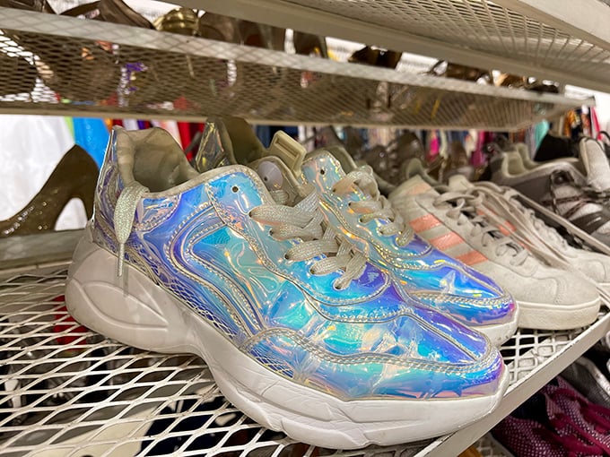These holographic sneakers don't just catch the light – they've captured the entire 1990s in footwear form.
