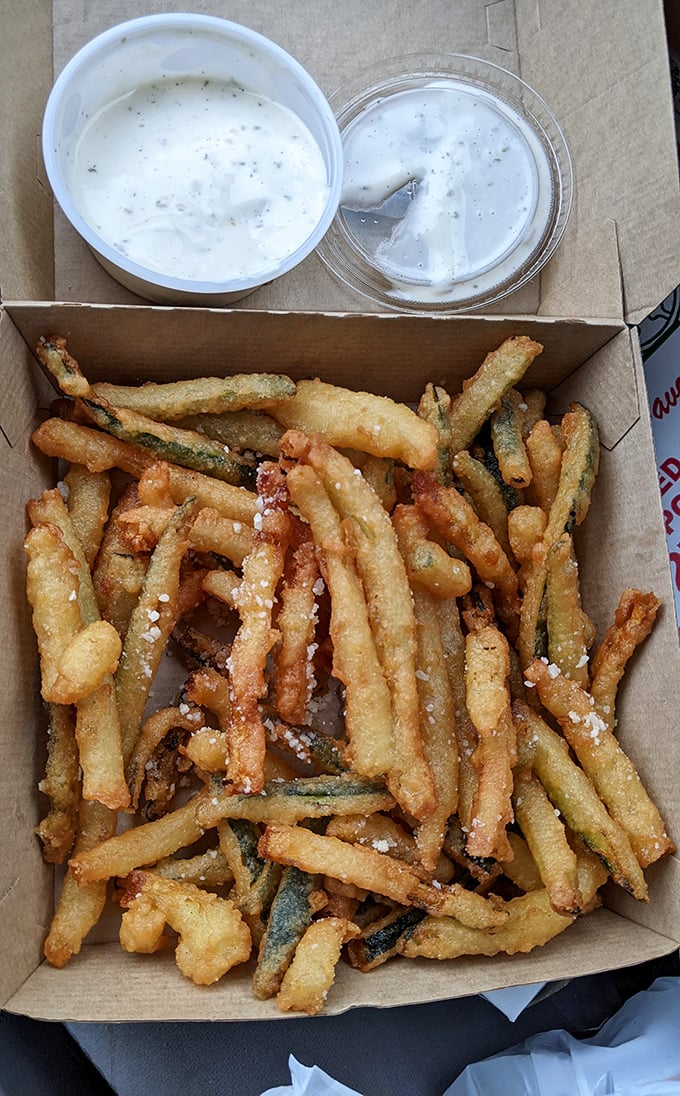 These aren't just zucchini fries; they're garden vegetables that went to finishing school and graduated with honors.