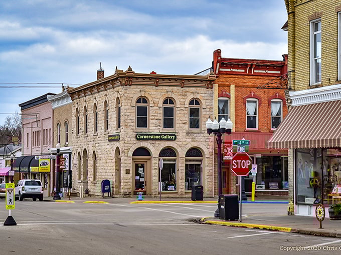 Downtown Baraboo's historic buildings showcase the architectural diversity that gives the town its distinctive character, from limestone to brick to colorful awnings.