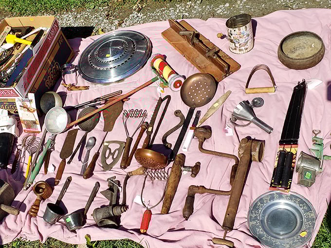 Kitchen tools with stories to tell—each dented ladle and well-worn strainer represents generations of family meals and grandmother's wisdom.