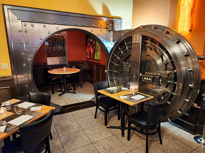 Dining in the bank vault gives new meaning to "expensive taste." Your table is ready—right next to where they once kept the good stuff.