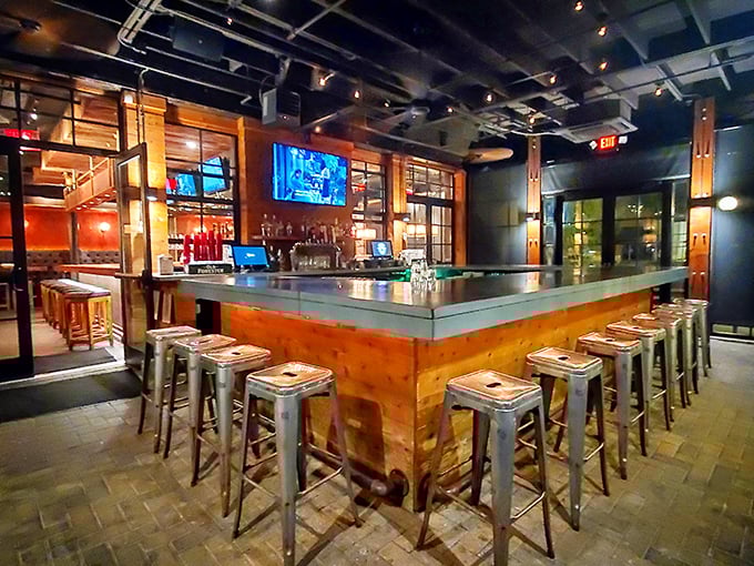 The bar area invites you to pull up a stool and stay awhile—because good drinks and better conversation are always on tap.