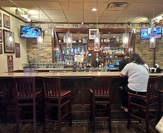 A bar that strikes the perfect balance between "neighborhood watering hole" and "I can actually get a decent Manhattan here." Stone accents add rustic charm.