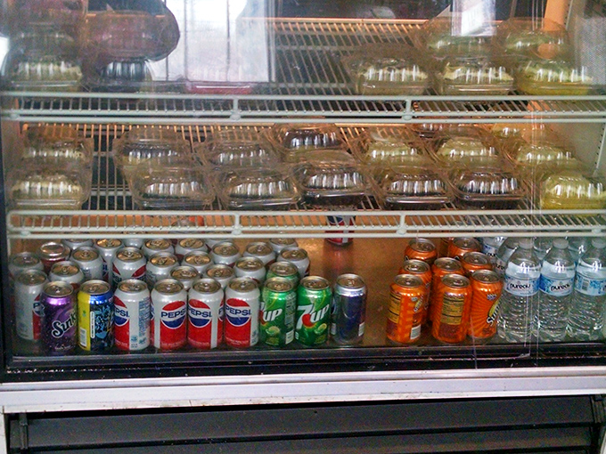 The beverage cooler—where fizzy companions patiently wait to help you navigate the glorious meat sweats that lie ahead.