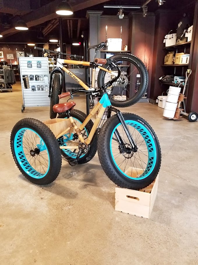 Beach cruiser meets mountain monster—this fat-tired bike is ready for sandy shores or forest trails, with eye-catching turquoise rims to announce your arrival.