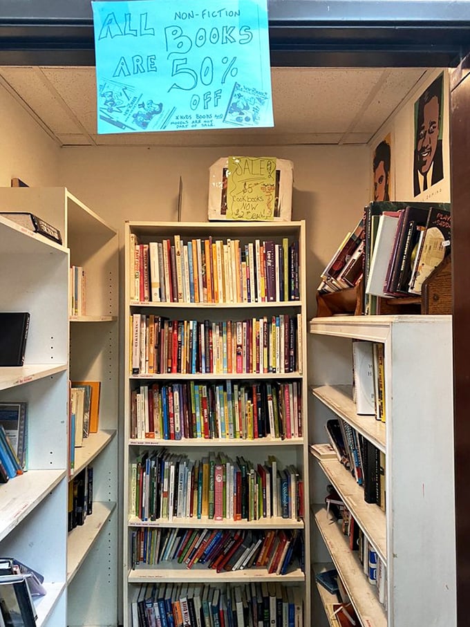 The book nook—where literary treasures hide at half price. Someone else's abandoned beach read becomes your next favorite novel.