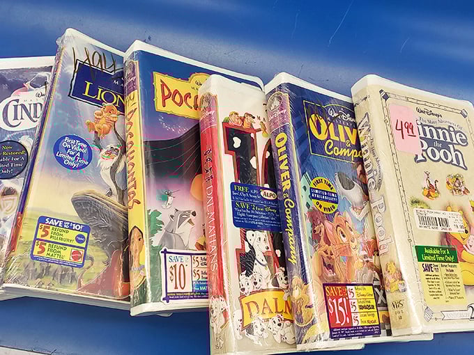 Disney VHS tapes—relics of a bygone era when "Be Kind, Rewind" wasn't just a suggestion but a neighborly obligation.