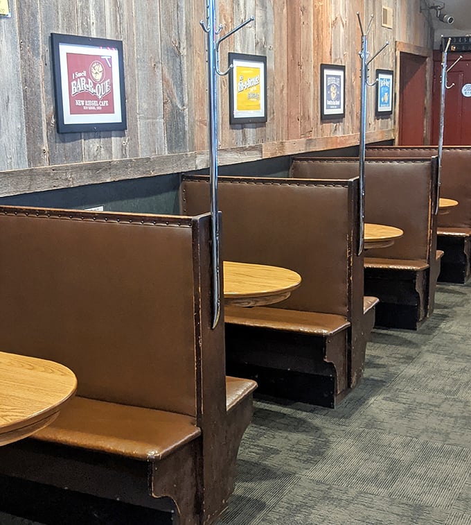 These worn-in booths have heard more local stories than the town librarian, each one framed by rustic wood paneling that couldn't be more authentically Ohio.