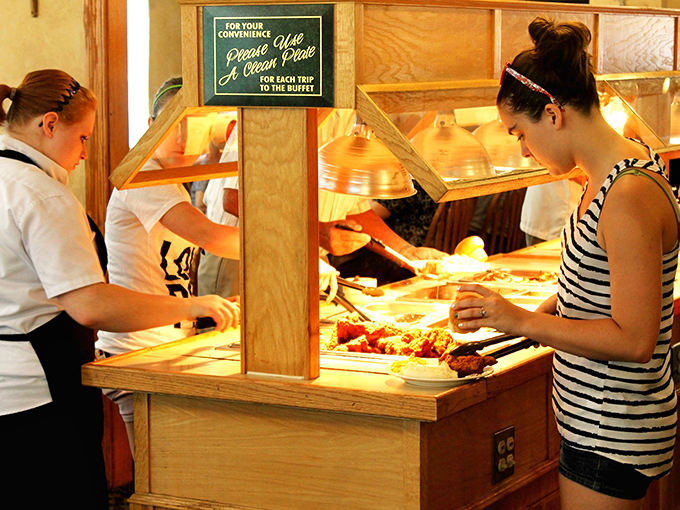The buffet line—where "I'll just have a little taste" becomes "I need a nap" in about fifteen delicious minutes.