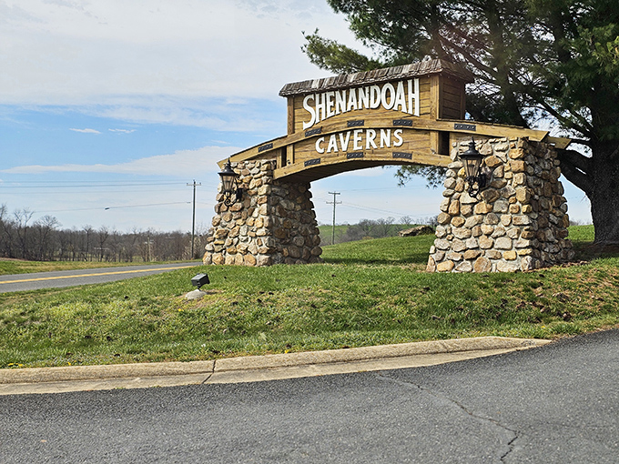 A rustic welcome that perfectly sets the stage for your subterranean adventure in the heart of the Shenandoah Valley.