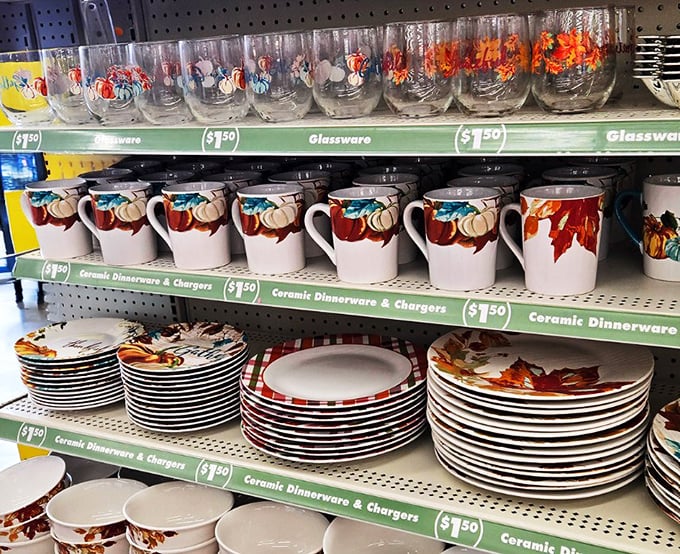 Fall-themed dinnerware that looks like it should cost three times as much. Thanksgiving hosts, take note—your table can be festive without being financially foolish.