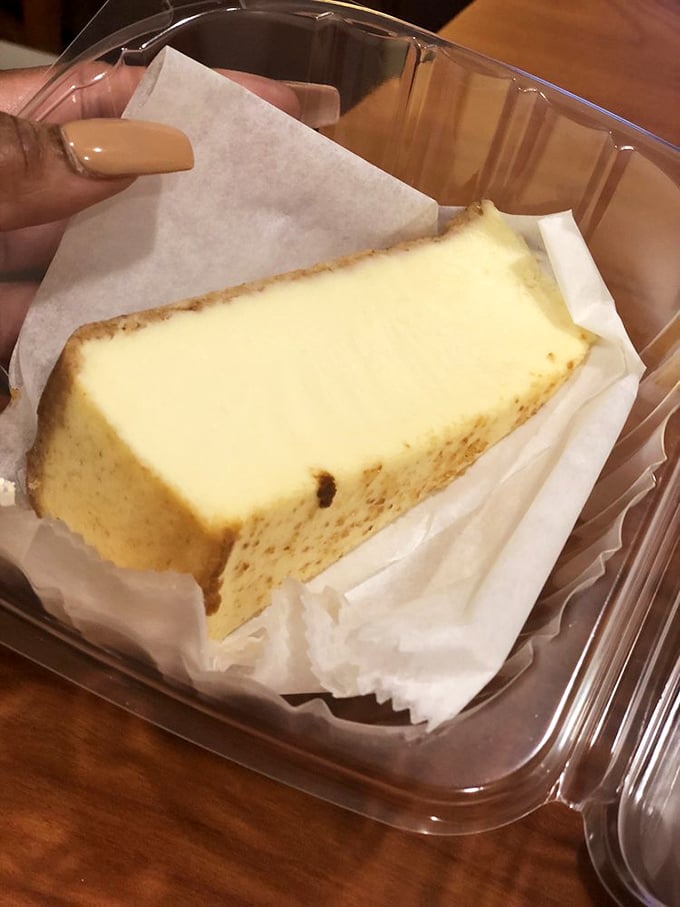 Cheesecake that doesn't need to show off with fancy toppings – it's confident in its creamy, dreamy simplicity.