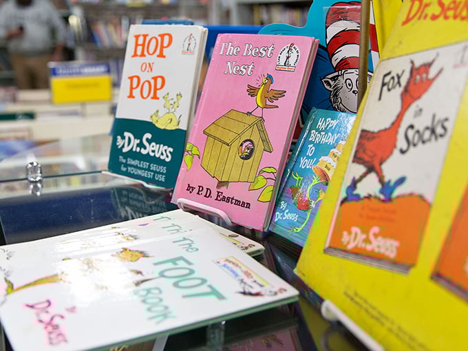 Dr. Seuss central! These childhood classics aren't just books—they're portals to worlds where fish wear socks and eggs might prefer ham.