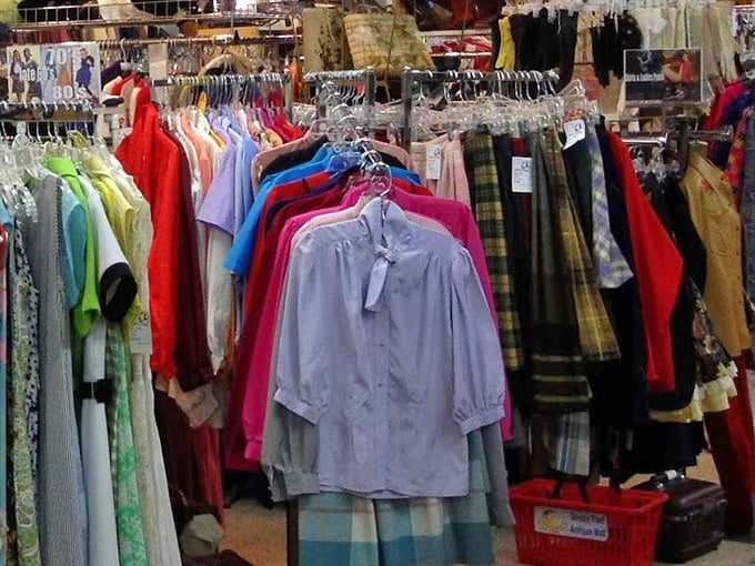 A rainbow of vintage fashion awaits new adventures. These clothes have stories to tell – and your closet is ready for the next chapter.