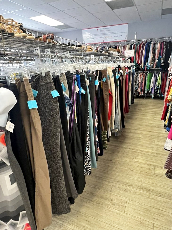 The pants section: where organization meets affordability, and your legs meet their new favorite pair of slacks.