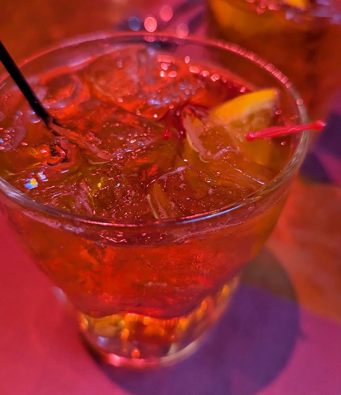 The brandy old fashioned – Wisconsin's unofficial state cocktail glowing amber in the light. One sip and you're officially a local.