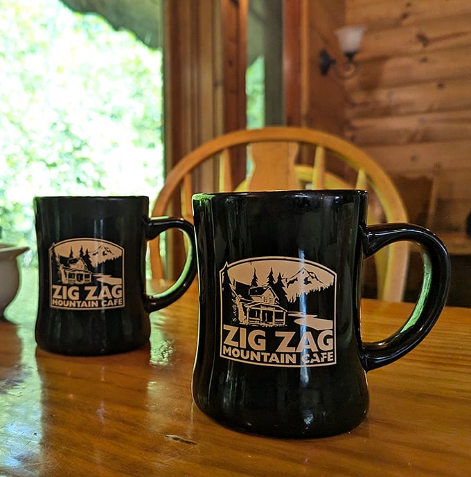 These mugs aren't just vessels for caffeine; they're chalices of mountain culture, ready to warm hands chilled from Oregon's morning mist.