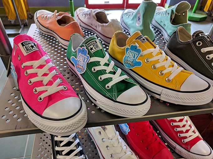A rainbow of Converse sneakers standing at attention. Each color represents a different personality—which one matches yours?
