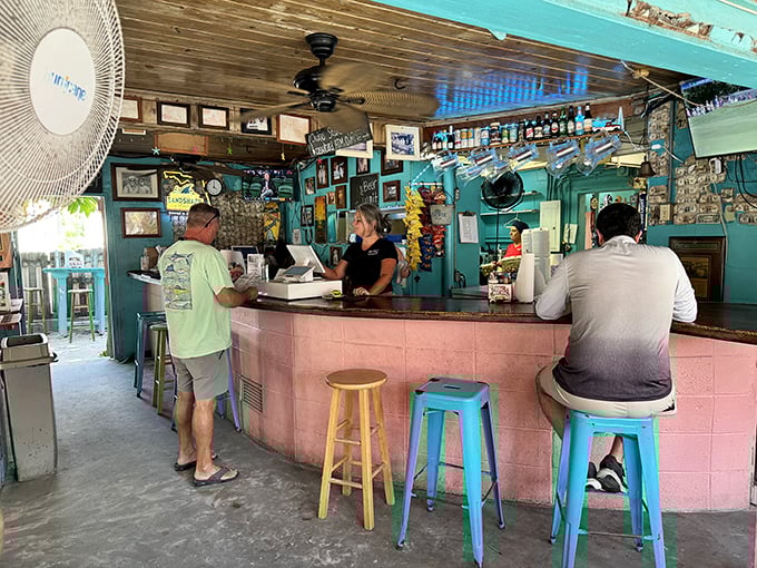 The pink counter where burger dreams come true and friendly faces make you feel like you've been coming here for years.