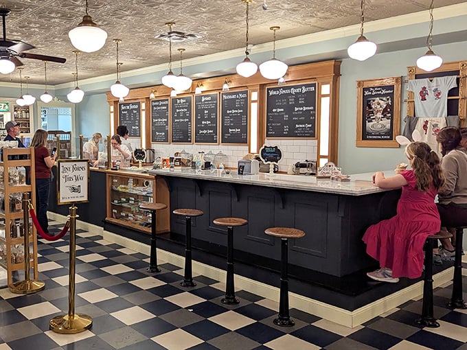 The counter isn't just where orders happen—it's where magic begins, with soda jerks orchestrating symphonies of sweet and creamy that Mozart would envy.