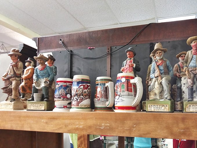 Beer steins and figurines that once graced someone's mantel now wait patiently for their second act – kitsch has never looked so collectible.