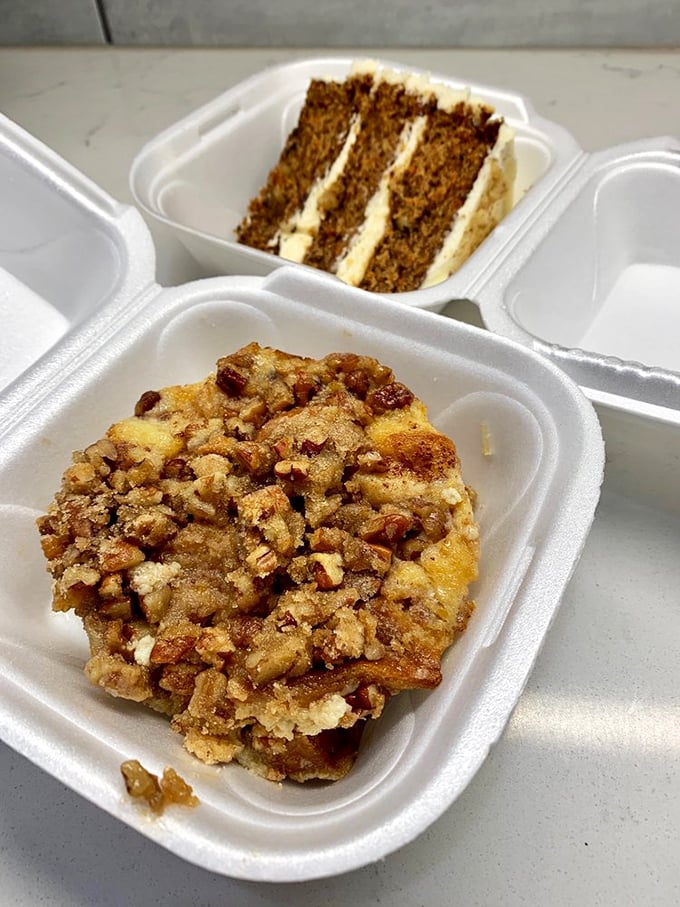 Desserts packed for takeout, because Tommy's knows that the only thing better than cake now is cake later.