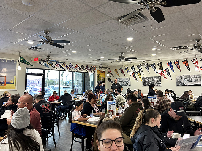 Full house on a weekend morning—the universal sign you've found the real deal. Those in the know are willing to wait for greatness.