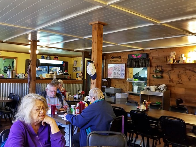 Where breakfast plans are hatched and community happens. These diners aren't staring at phones—they're actually talking to each other!