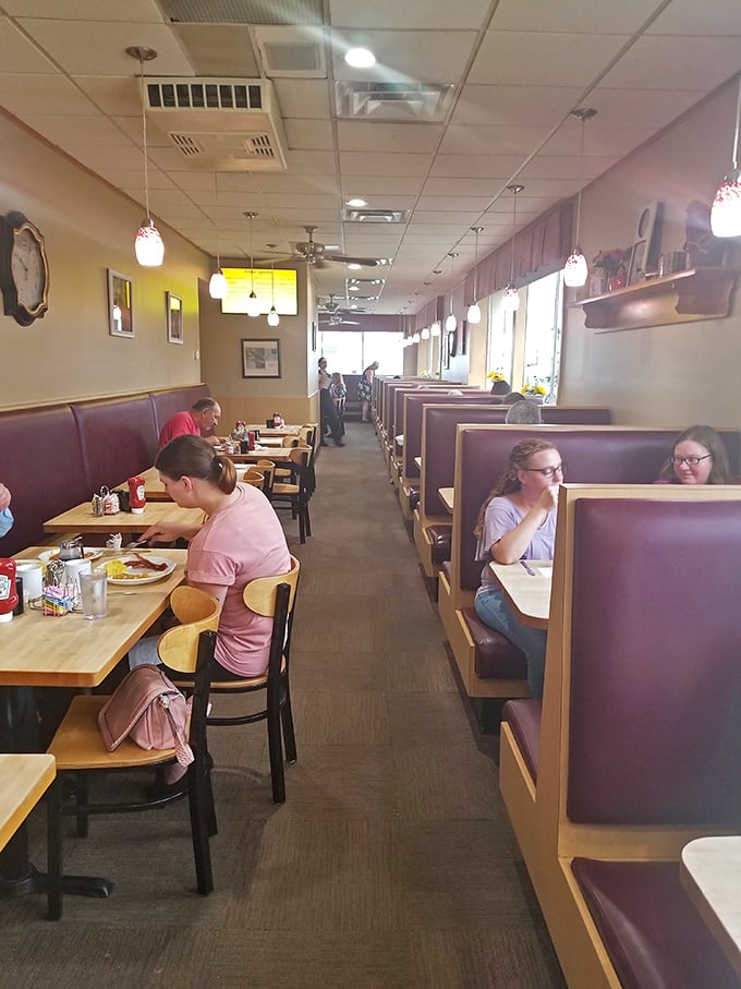 A bustling morning at The Pantry—where strangers become temporary breakfast companions united by the universal language of "pass the syrup."