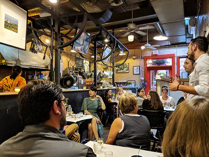 Where strangers become friends over shared meals. The bustling café atmosphere captures that magical communal dining experience that's becoming increasingly rare.