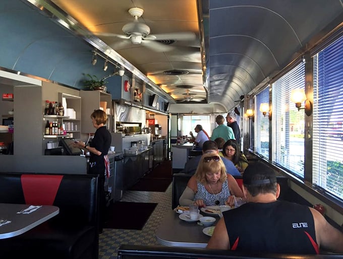 The classic diner layout – where you can watch your breakfast being born on the griddle while contemplating a second cup of coffee.