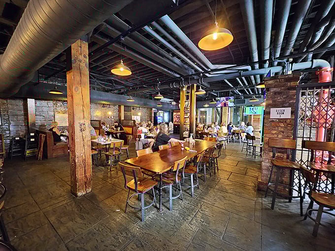 Where industrial meets inviting—the perfect backdrop for conversations that start with "Remember when" and end with "Another round?"
