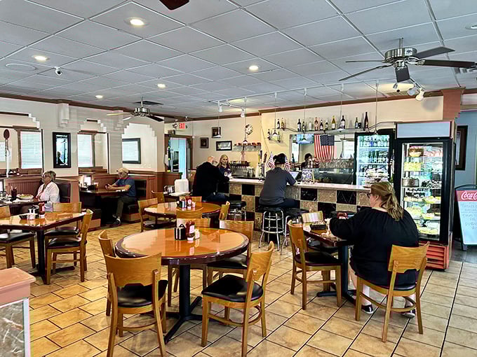 Where strangers become regulars and regulars become family—the bar area offers front-row seats to the choreographed dance of diner service.