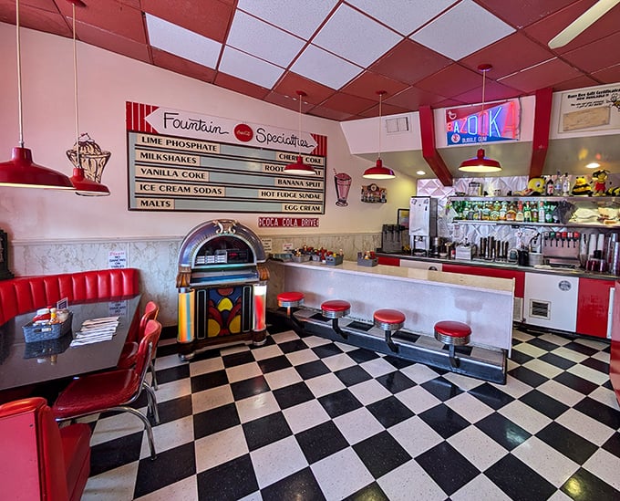 The soda fountain area isn't just retro—it's a museum where the exhibits make milkshakes and the admission price is simply ordering one.