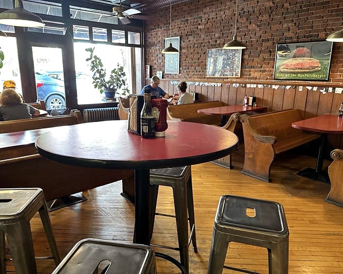 The dining area feels like Pittsburgh's living room—unpretentious, welcoming, and ready for serious sandwich business at any hour.