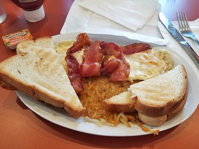 The classic American breakfast trifecta: eggs, bacon, and toast. Simple perfection that never needs reinventing.