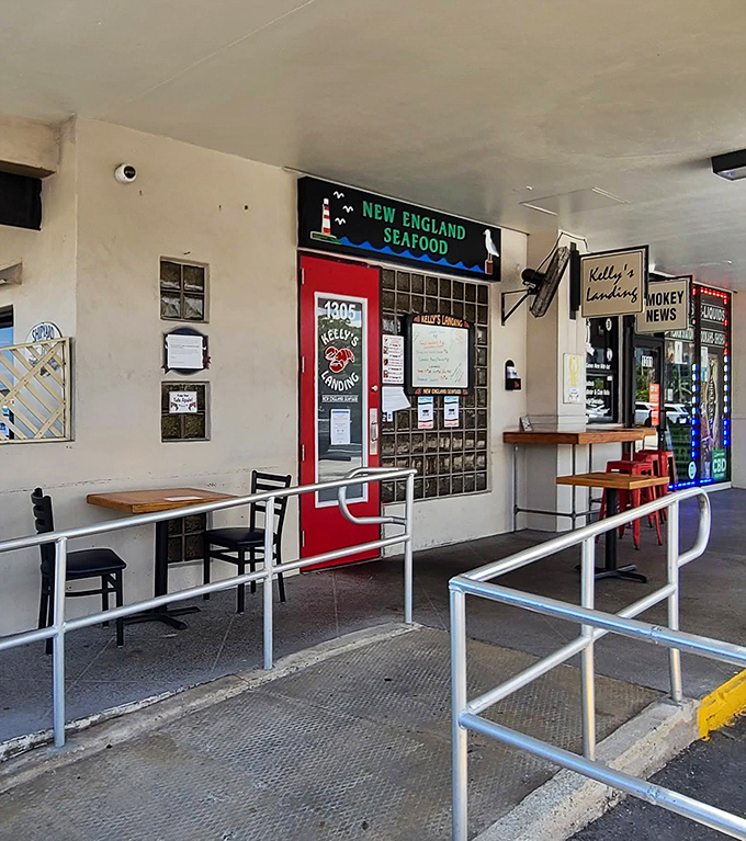 The entrance says it all – unpretentious, welcoming, and ready to serve up some serious seafood. No ocean view needed.