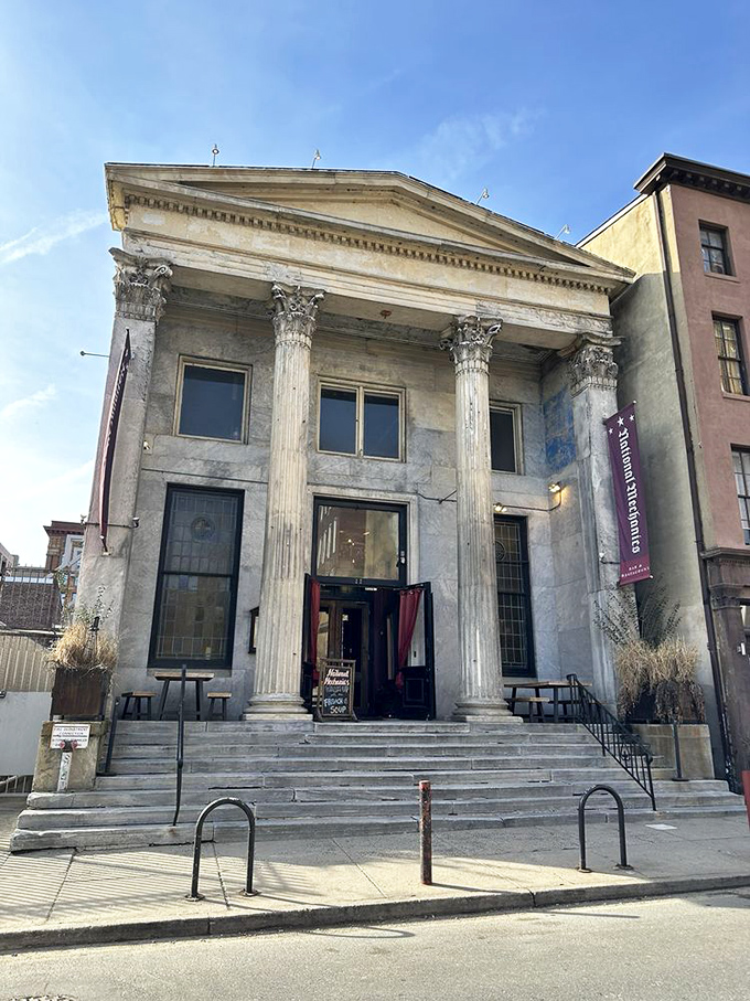 Columns of culinary delight. The classical revival architecture makes you feel like you're entering a temple—which, for food lovers, it absolutely is.