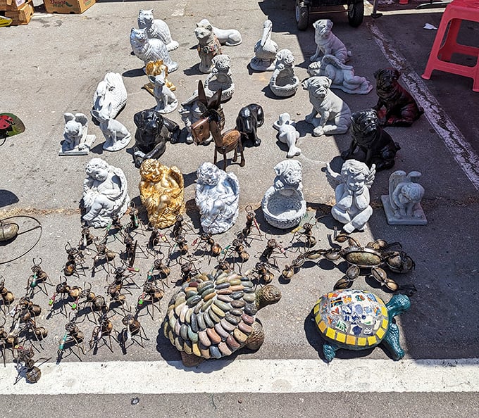 Garden statuary that ranges from dignified to delightfully kitschy – perfect for confusing the neighborhood squirrels.