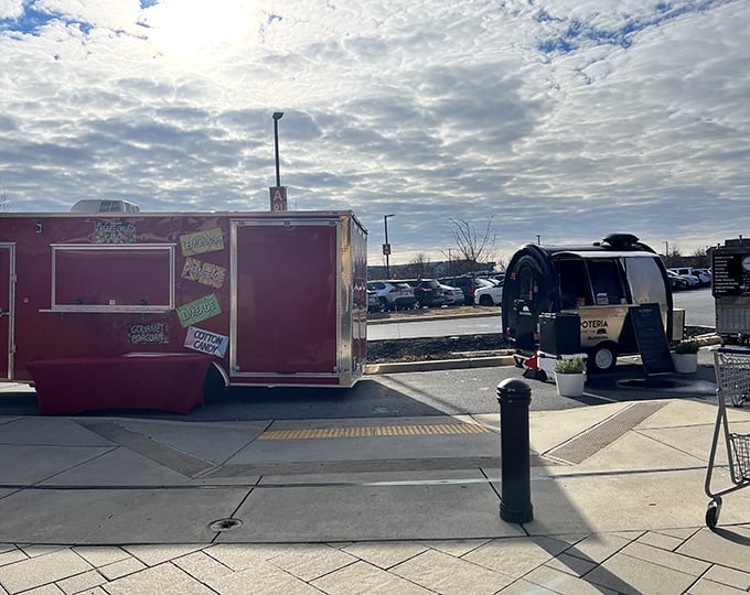 Food trucks bring street cred to outlet shopping, offering quick bites that don't require abandoning your spot in the clearance line.
