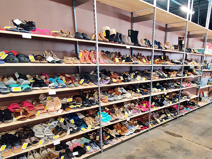 Shoe paradise or footwear museum? Either way, these shelves hold more stories than a library—each scuff mark a chapter in someone's journey.