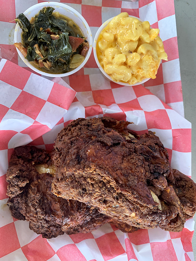 Fried chicken with a crust so perfect it deserves its own Instagram account. Audibly crunchy on the outside, juicy salvation within.