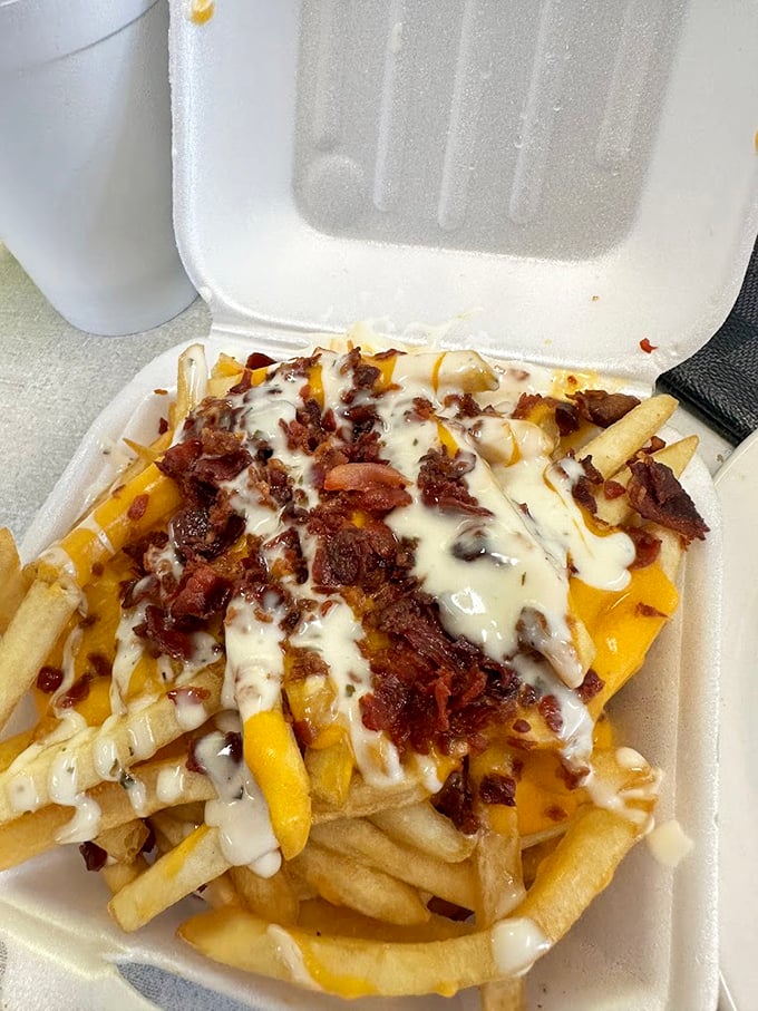 These aren't just cheese fries—they're a beautiful mess of melty cheese, bacon, and potato that demands to be devoured immediately.