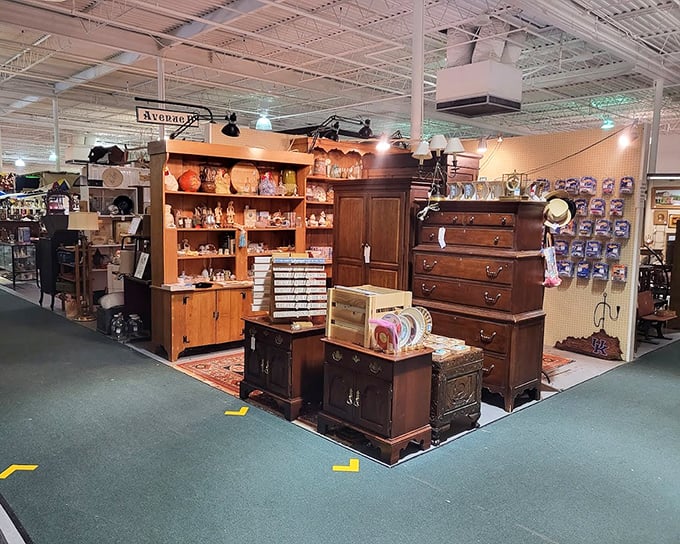 This vendor's furniture display could furnish a period film set or your living room—either way, it's bringing character no big box store can match.
