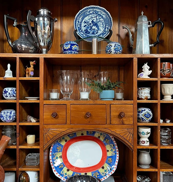 This isn't just dishware—it's a curated collection of blue-and-white porcelain dreams alongside mid-century serving pieces waiting for their second act.