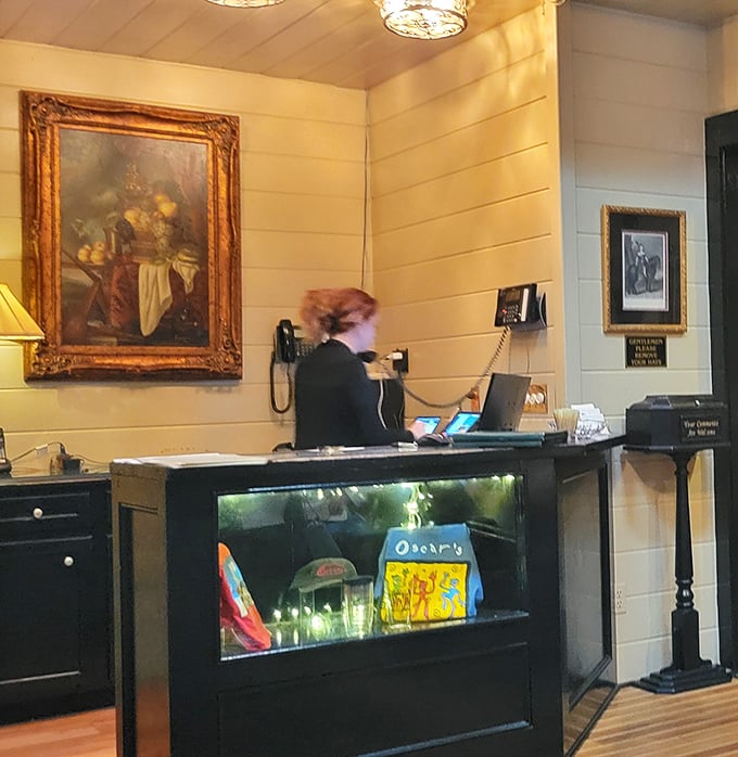 The hostess stand where your culinary adventure begins with genuine Southern hospitality and warmth.