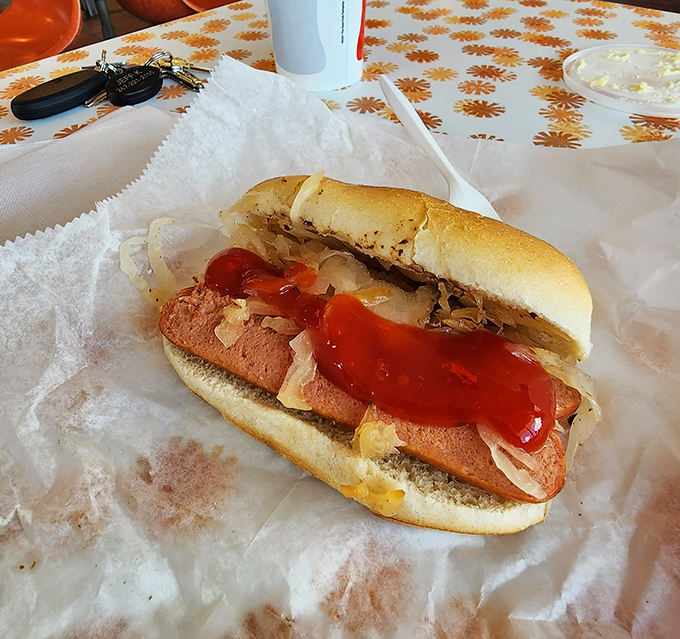 The hot dog—humble in origin but mighty in satisfaction—gets the royal treatment with toppings that transform this simple pleasure into something worth driving for.