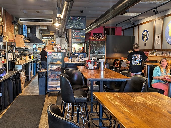 The narrow, wood-lined interior feels like dining in a friend's kitchen – if your friend happened to be a breakfast wizard with industrial equipment.
