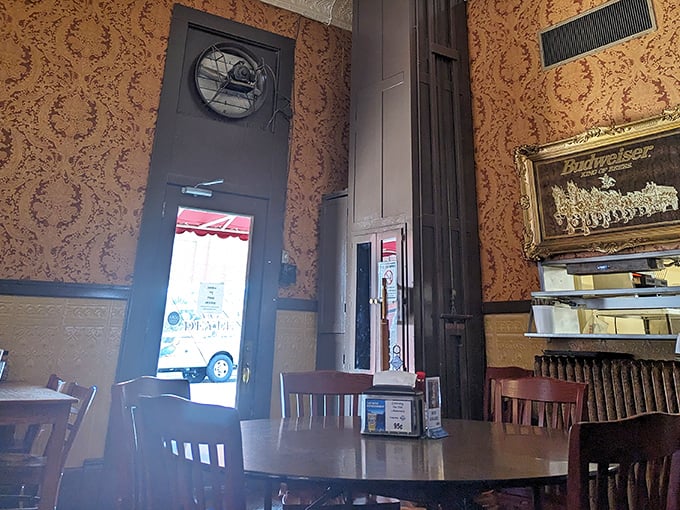 Sunlight streams through vintage doorways, illuminating tables where generations of Defiance residents have broken bread together.